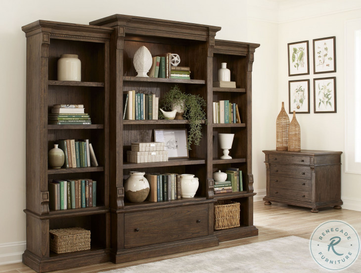 Wellington Java Executive Bookcase Center From Hekman Furniture ...