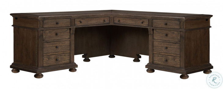 Wellington Java Executive L Shape Home Office Set from Hekman Furniture ...