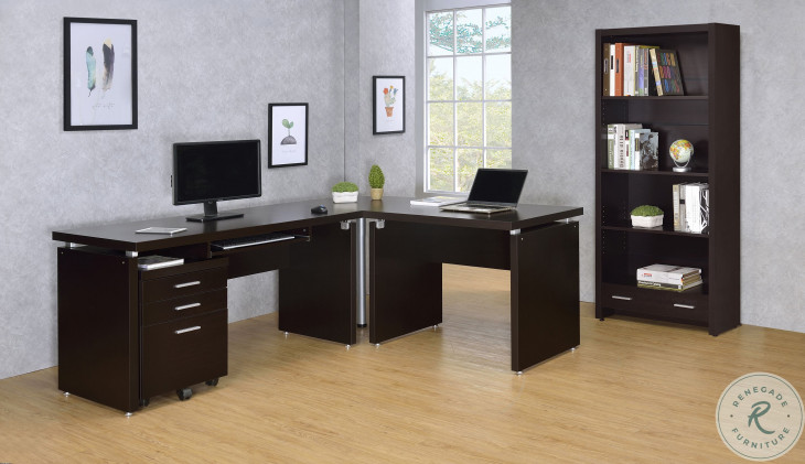 Skylar Cappuccino Computer Desk from Coaster (800892) | Coleman Furniture