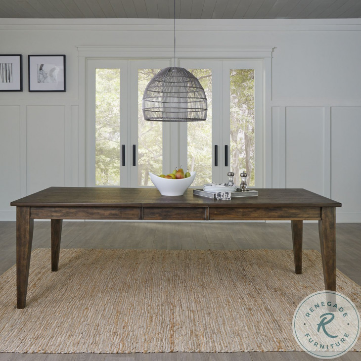 Midland Falls Rustic Brown Rectangular Leg Extendable Dining Table From ...