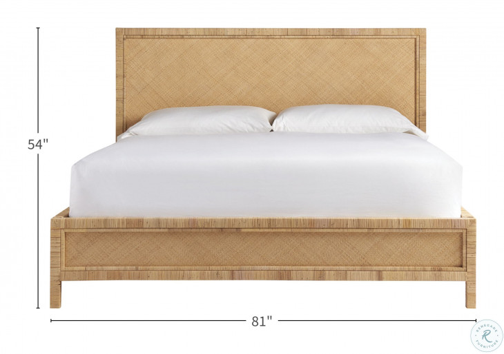 Coastal Living Wrapped Split Rattan and Raffia King Panel Long Key Bed ...