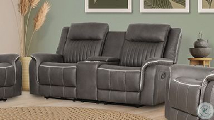 Enzo Gray Dual Reclining Console Loveseat From New Classic | Coleman ...
