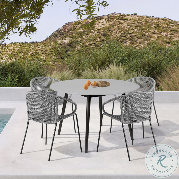 Sydney Black Eucalyptus And Gray Outdoor Patio Round Dining Table From ...