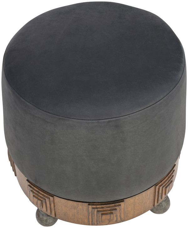 Bongo Black Round Ottoman with Casters From Maitland Smith | Coleman ...