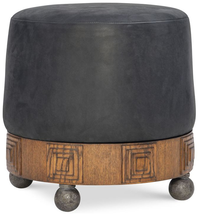 Bongo Black Round Ottoman with Casters From Maitland Smith | Coleman ...