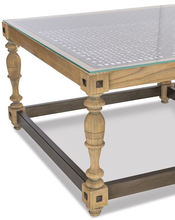Riempie Gray and Brown Rectangular Leather Top Cocktail Table From ...