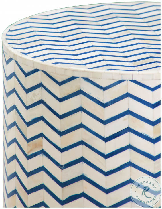 Aden Blue And White Accent Table From Bassett Mirror | Coleman Furniture