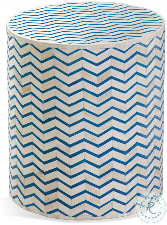 Aden Blue And White Accent Table From Bassett Mirror | Coleman Furniture