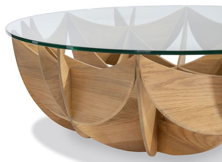Oak Brown Round Glass Top Honeycomb Table From Maitland Smith | Coleman ...
