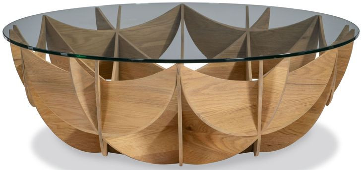 Oak Brown Round Glass Top Honeycomb Table From Maitland Smith | Coleman ...