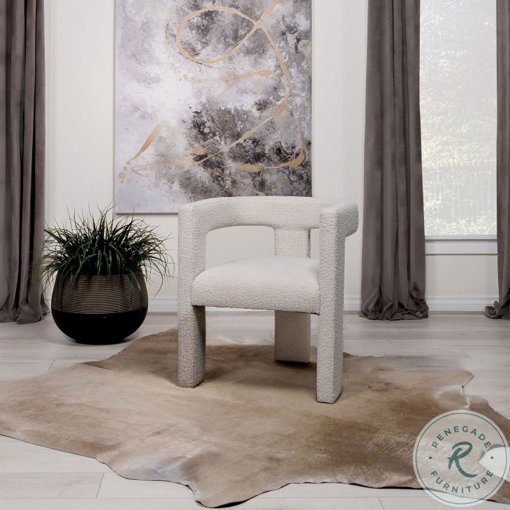 Petra White Boucle Accent Chair From Coaster Furniture | Coleman Furniture