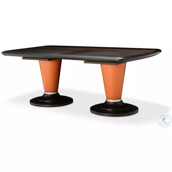 21 Cosmopolitan Diablo Orange And Umber Rectangular Extendable Dining Table | HomeGalleryStores ...