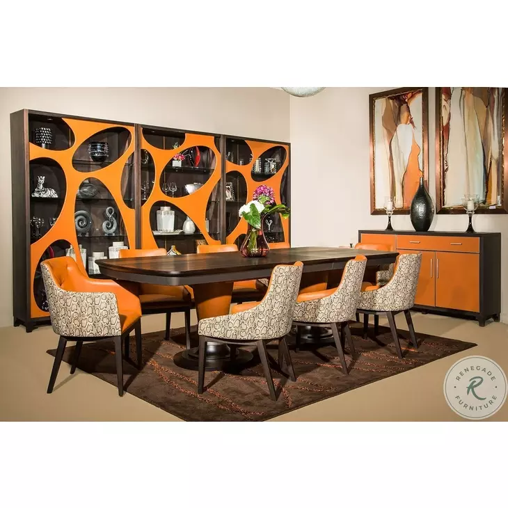 21 Cosmopolitan Diablo Orange And Umber Rectangular Extendable Dining Table | HomeGalleryStores ...