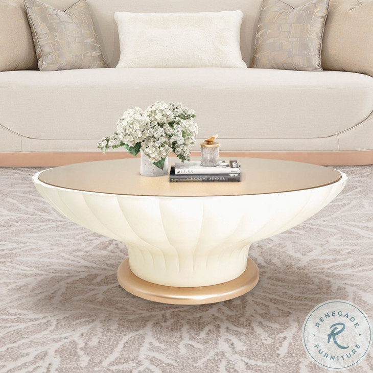 La Rachelle Medium Champagne Scalloped Round Cocktail Table From Aico ...