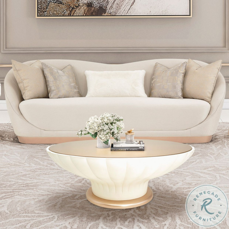 La Rachelle Medium Champagne Sofa From Aico | Coleman Furniture