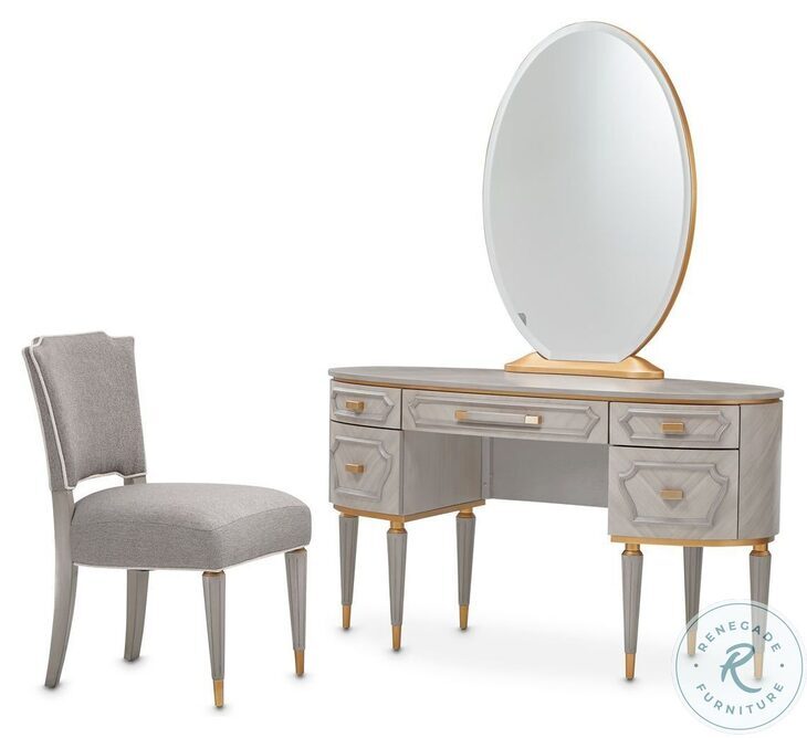 St. Charles Dove Gray Vanity Desk And Mirror From Michael Amini ...
