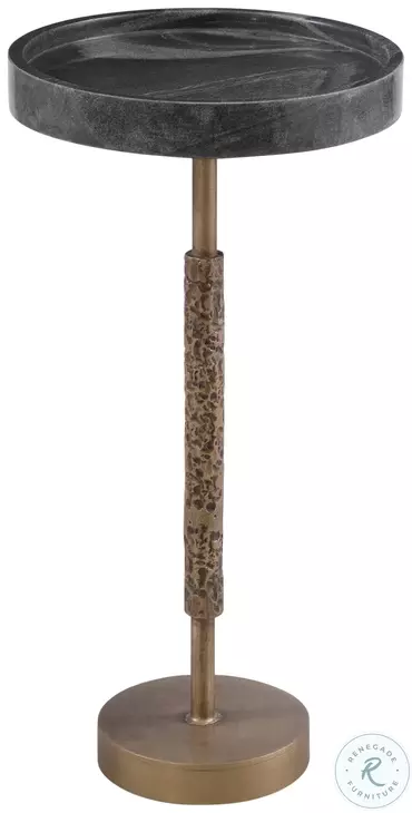 Newman Antique Brass And Black Marble Accent Table From Bassett Mirror | Coleman Furniture