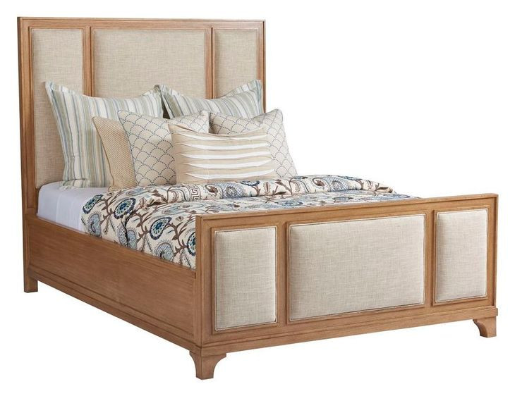 Crystal Cove Brown and Gray Upholstered Queen Panel Bed from Barclay ...