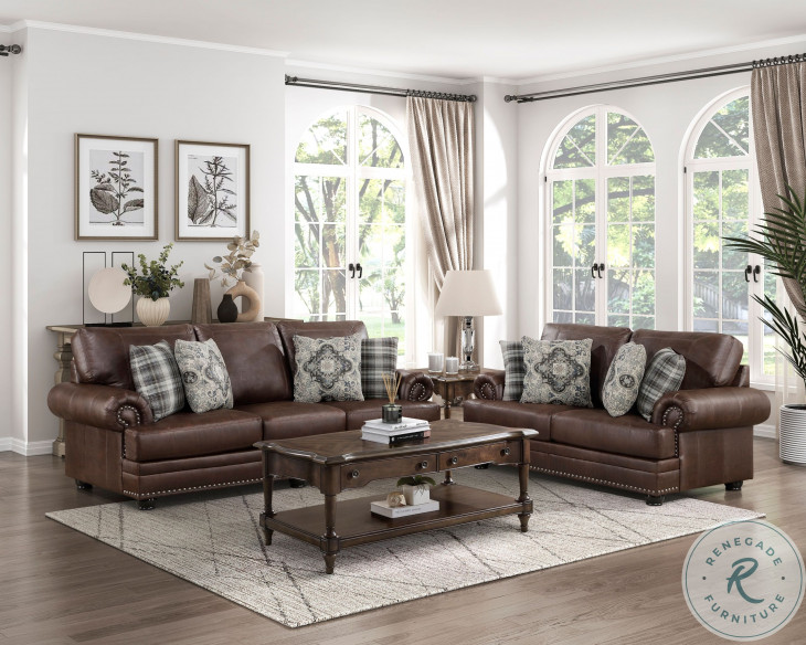 Franklin Dark Brown Living Room Set from Homelegance | Coleman Furniture