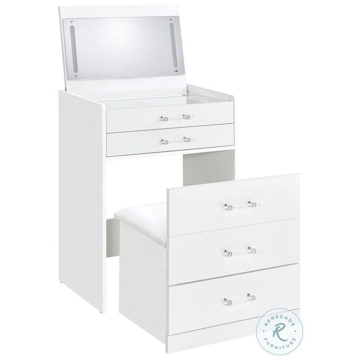 Danbury White High Gloss 3 Drawer Vanity Table From Coaster Furniture ...