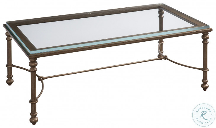 Laguna Textured Brass Bluff Metal And Glass Cocktail Table by Barclay ...