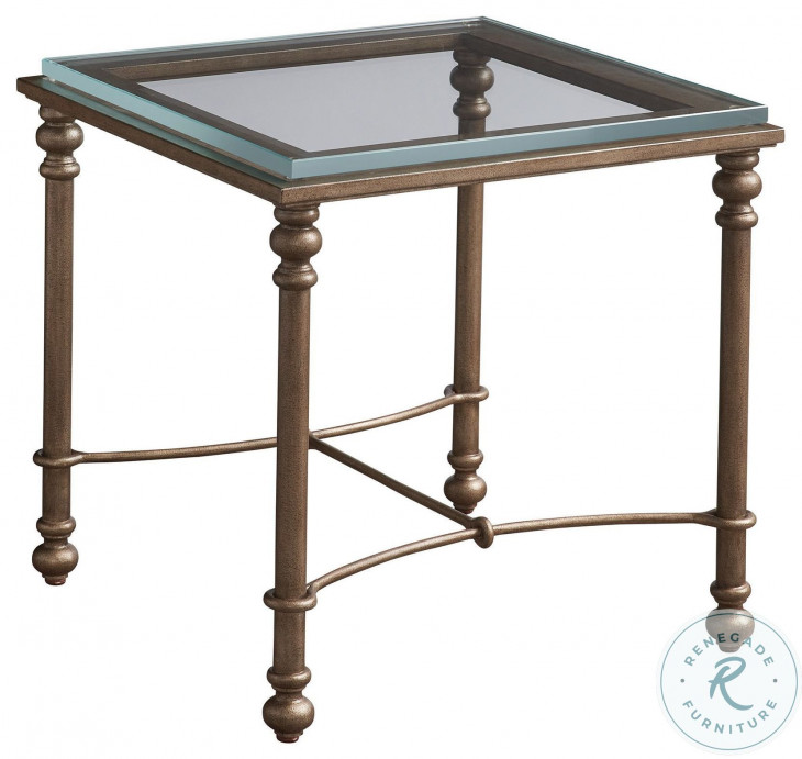 Laguna Textured Brass Bluff Metal And Glass End Table by Barclay Butera ...