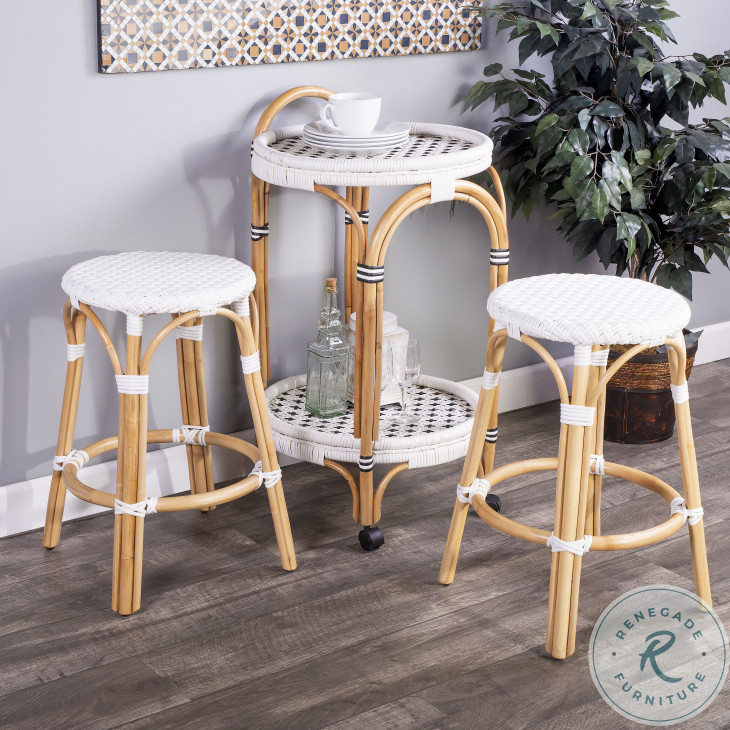 Tobias Glossy White Rattan Counter Height Stool from Butler | Coleman ...