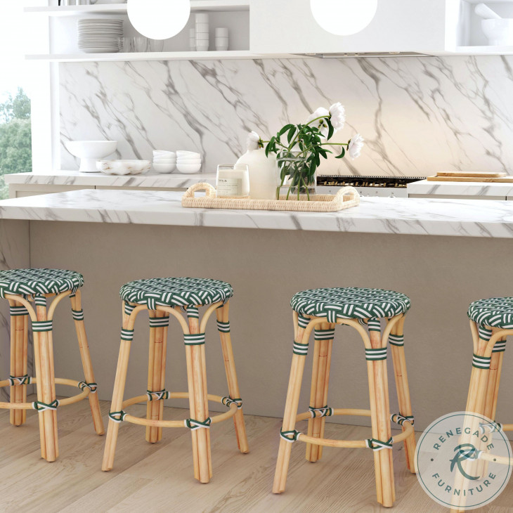 Tobias Emerald Green Rattan Counter Height Stool From Butler | Coleman ...