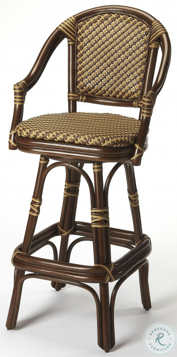 Renata Brown Rattan Bar Stool from Butler | Coleman Furniture