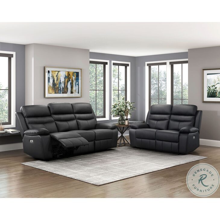 Hancock Black Double Power Reclining Sofa From Homelegance | Coleman ...