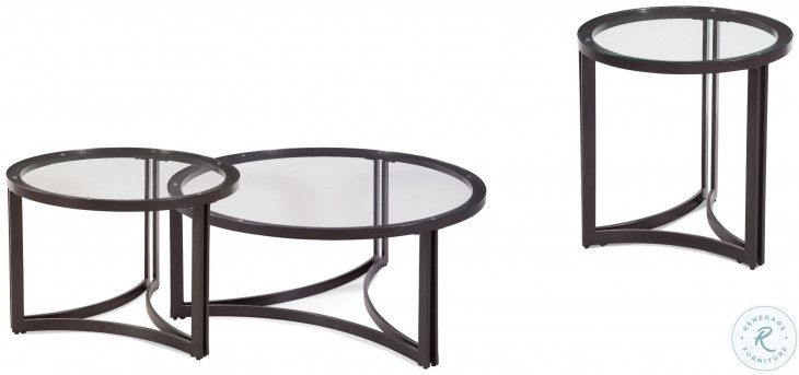 Trucco Bronze Glass Top Round Nesting Cocktail Table From Home Gallery ...