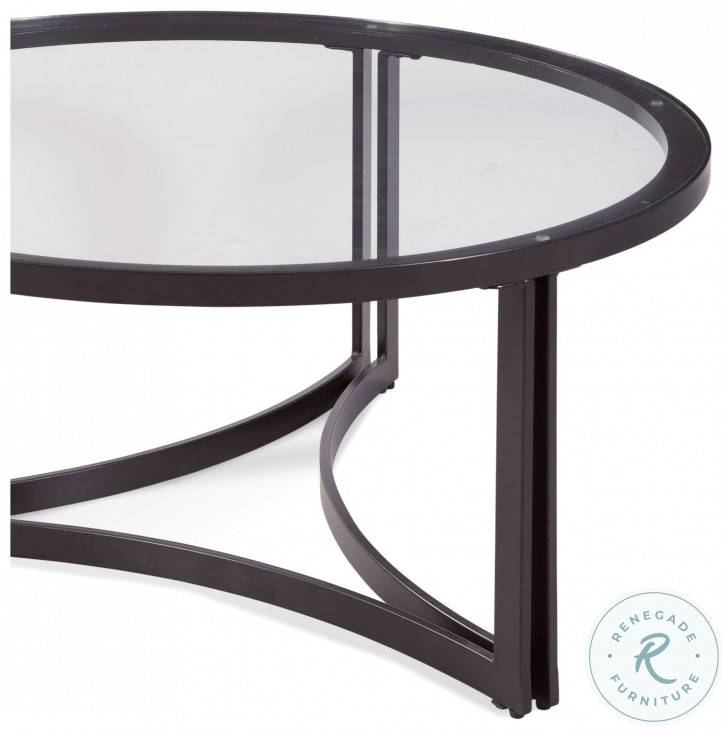 Trucco Bronze Glass Top Round Nesting Cocktail Table From Home Gallery ...
