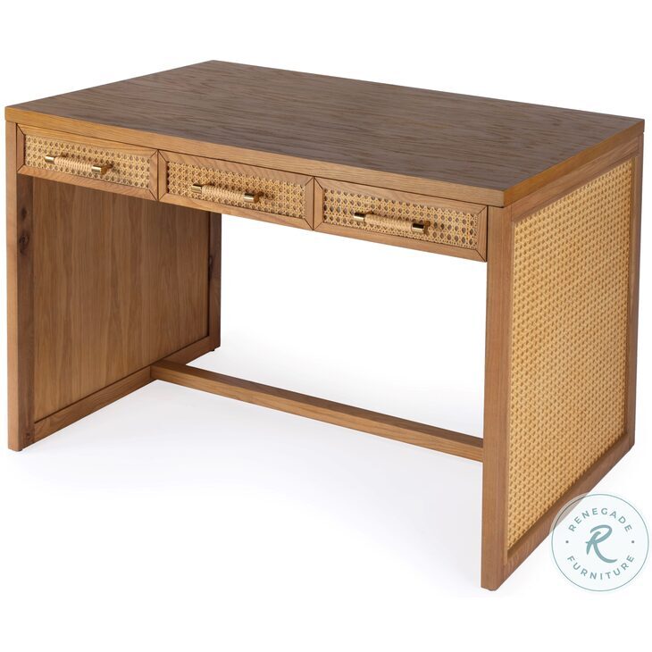 Mesa Natural And Cane 3 Drawer Writing Desk From Butler | Coleman Furniture