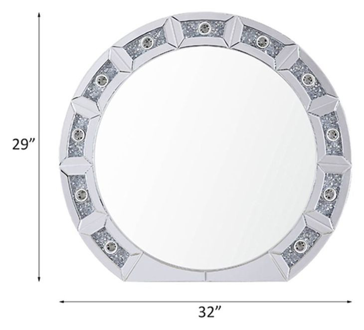 Noralie Silver Round Wall Mirror with Light From Acme Furniture ...