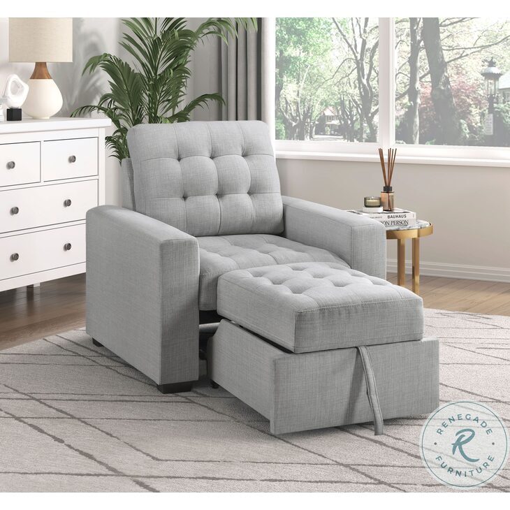 McCafferty Light Gray Chair With Pull Out Ottoman From Homelegance ...