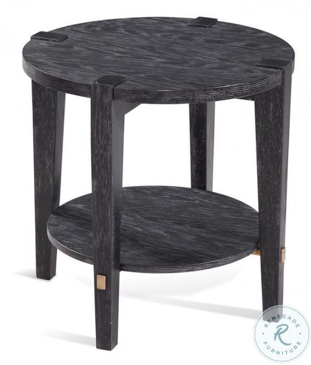 Whitfield Black Round End Table From Bassett Mirror | Coleman Furniture