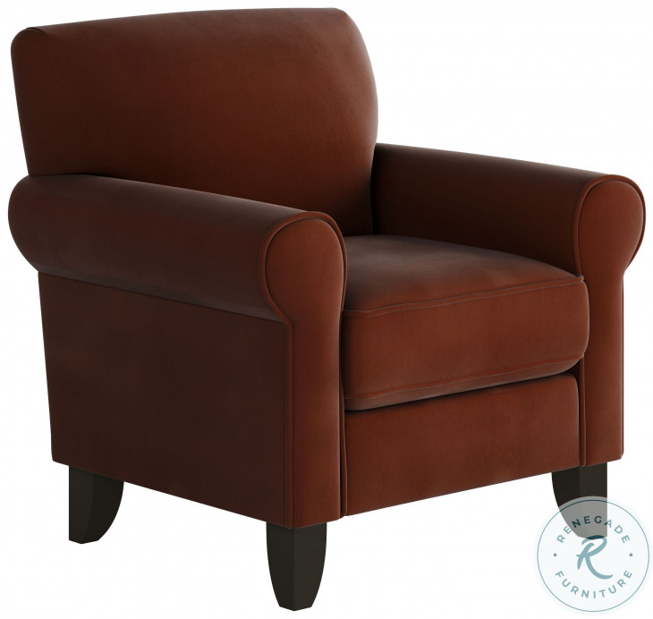 Bella Burnt Orange Rolled Arm Accent Chair From Southern Home ...