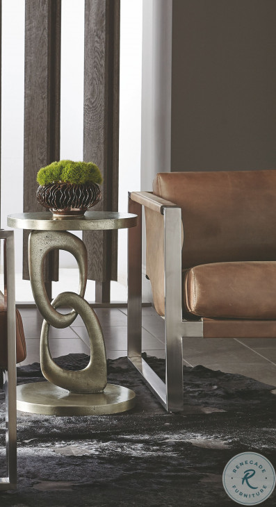 Linea Textured Graphite Metal Round Small Chairside Table from ...