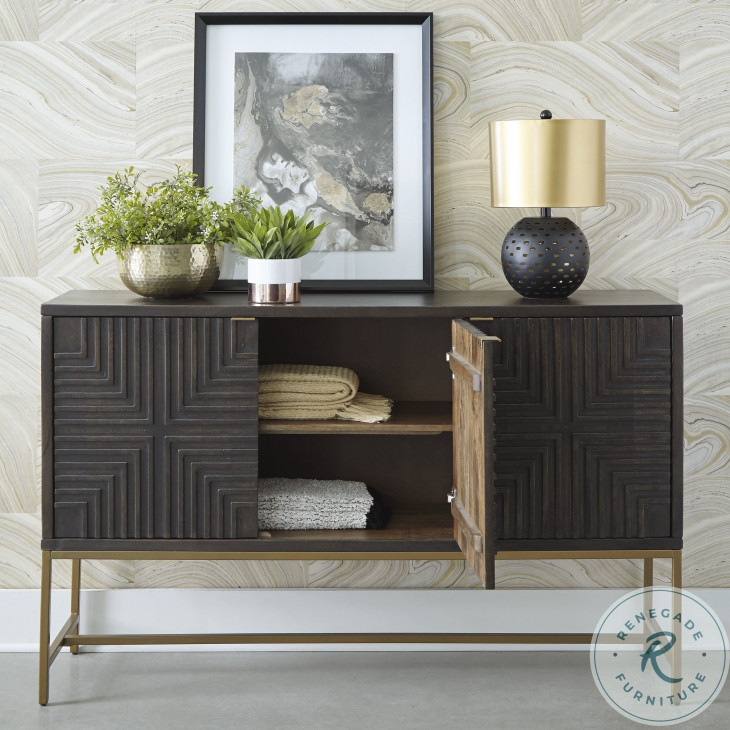 Elinmore Brown and Gold Accent Cabinet from Ashley | Coleman Furniture