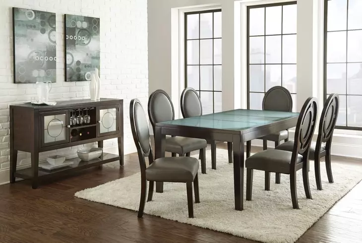 Arden Glass Top Rectangular Leg Dining Table from Steve Silver (AD400T ...