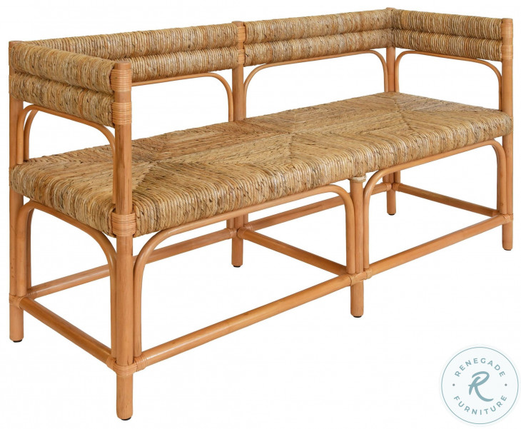 Ajax Seagrass Rattan Bench From Worlds Away | Coleman Furniture