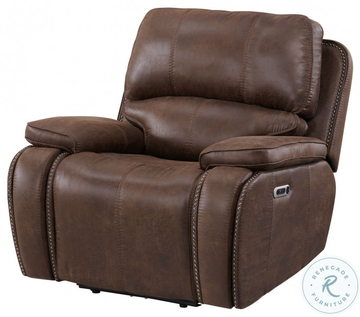 Grover Atlantis Brown Power Recliner with Power Headrest From Picket ...