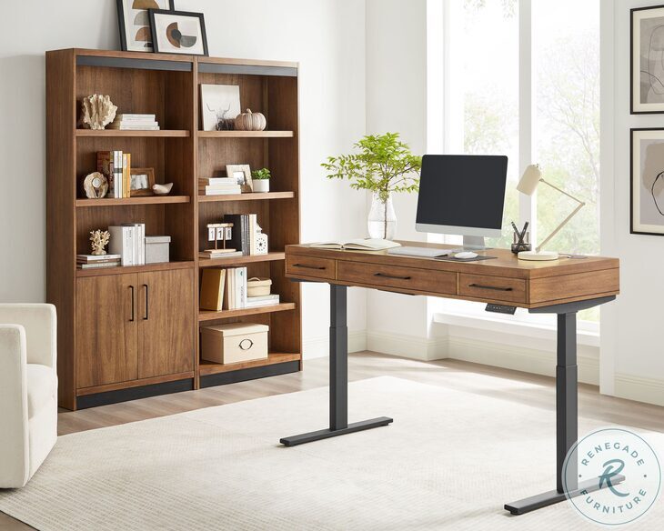 Avery Brown 60" Sit To Stand Home Office Set from Martin Furniture ...