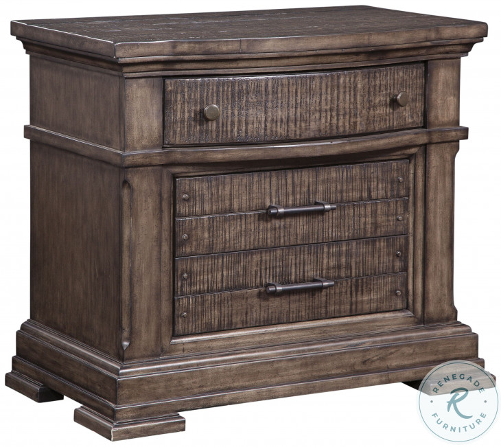 Saw Mark Dark Nightstand From Avalon Furniture | Coleman Furniture Saw Mark Dark Nightstand From Avalon Furniture | Coleman Furniture