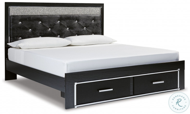 Kaydell Black King Lighted Upholstered Storage Platform Bed From Ashley ...