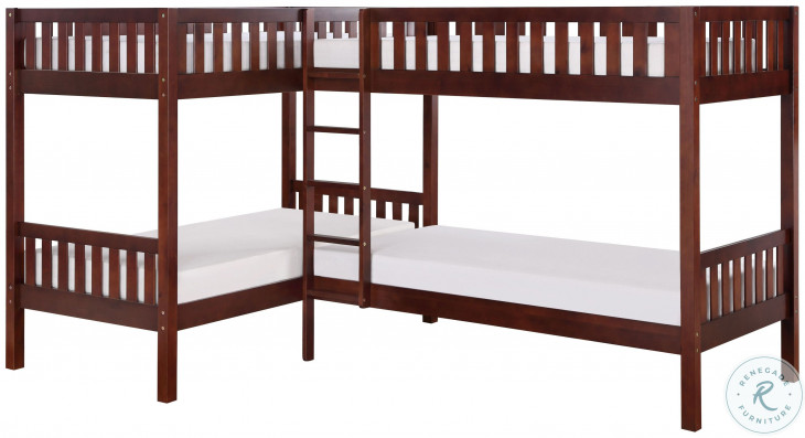 Rowe Dark Cherry Corner Bunk Bed From Homelegance | Coleman Furniture
