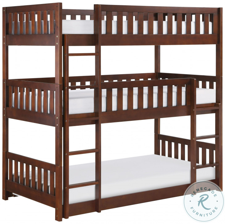 Rowe Dark Cherry Triple Bunk Bed From Homelegance | Coleman Furniture