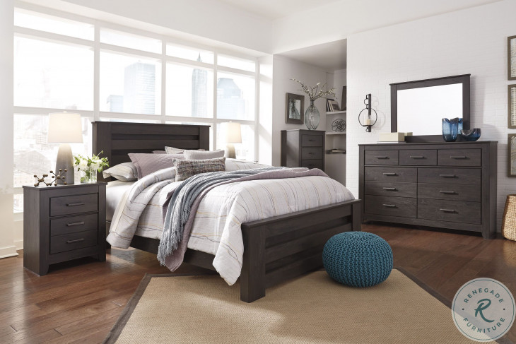 Brinxton Charcoal Gray Panel Bedroom Set from Ashley | Coleman Furniture