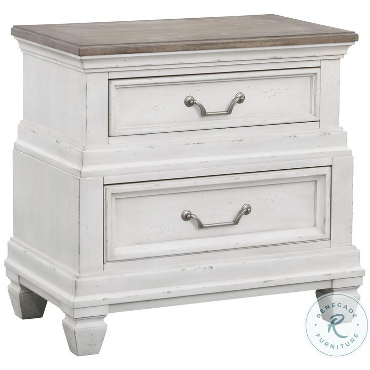 B00323 Distressed White And Stained Light Acacia Nightstand From Avalon ...