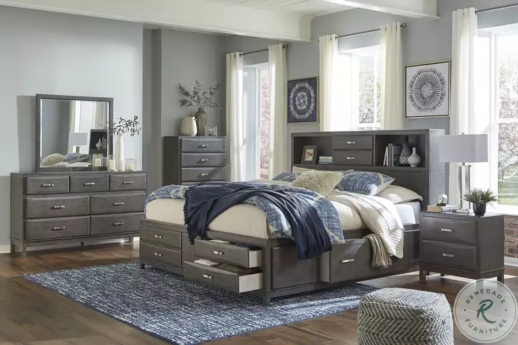 Brueban gray panel storage bedroom set store